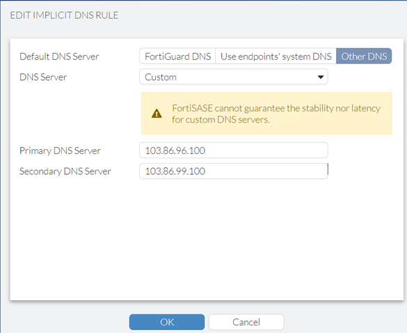 Configuring DNS Settings | FortiSASE | Fortinet Document Library